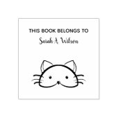 Cute Funny Cat Book Belongs Personalized Bookplate Rubber Stamp | Zazzle