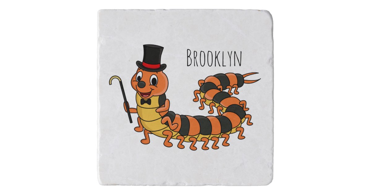 Cute funny centipede cartoon illustration trivet | Zazzle