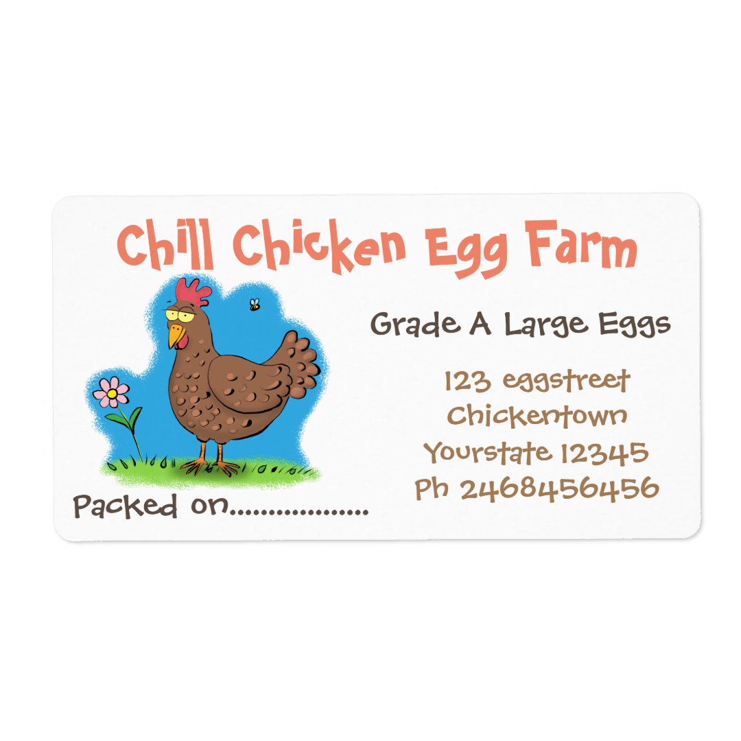 Cute funny chicken rustic cartoon egg carton label | Zazzle