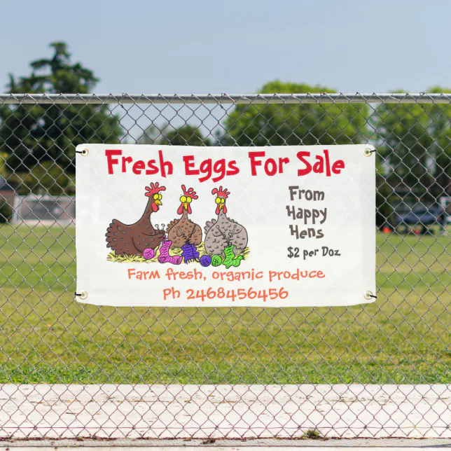 Cute funny chickens cartoon eggs for sale sign | Zazzle