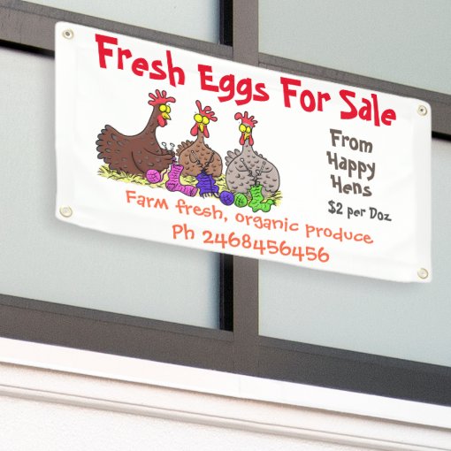 Cute funny chickens cartoon eggs for sale sign | Zazzle