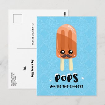 Cute Funny Coolest Popsicle Father's Day Postcard | Zazzle