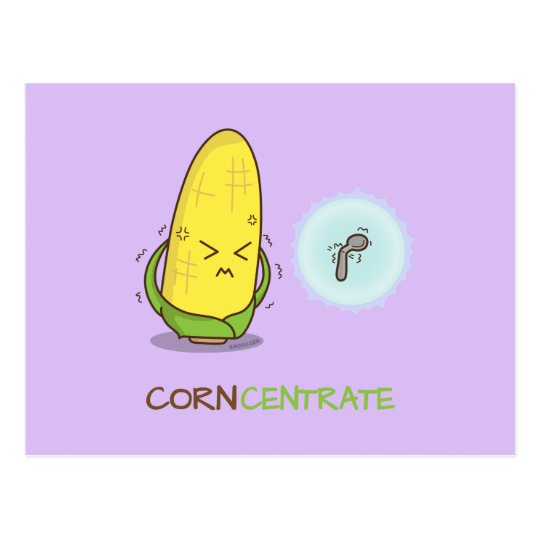 Cute Funny Corn Concentrate Pun Humor Postcard | Zazzle.com