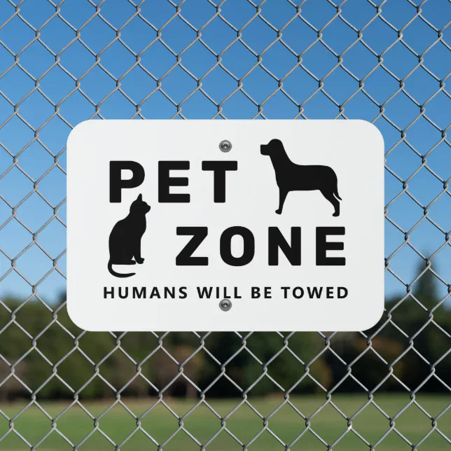 Cute Funny Dog & Cat Pet Zone Metal Sign | Zazzle