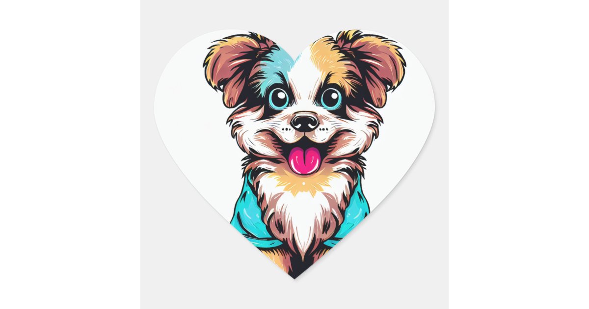 Cute funny dog heart sticker | Zazzle