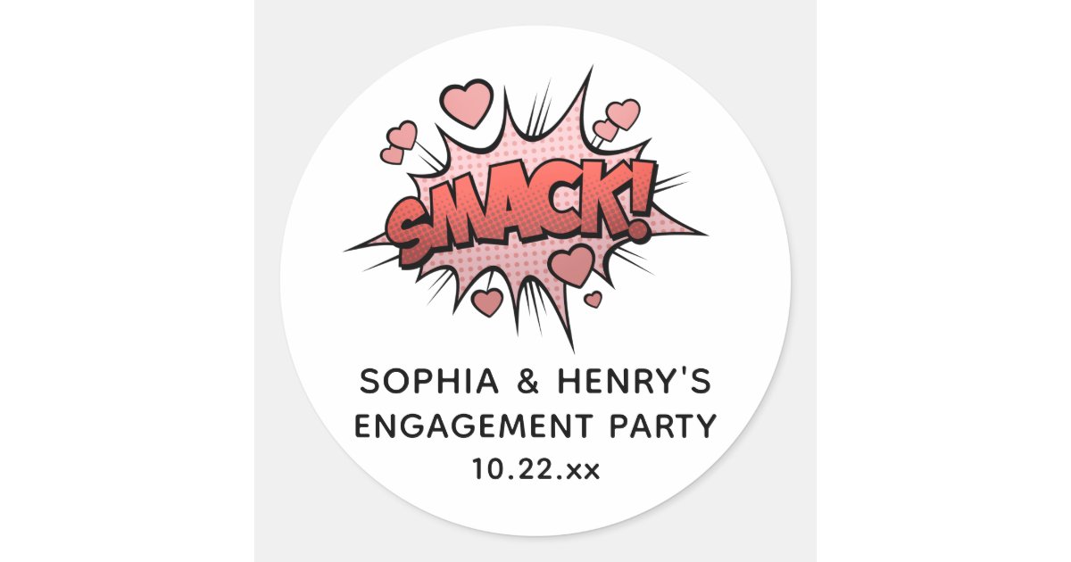 Cute Funny Engagement Party Retro Wedding Classic Round Sticker | Zazzle