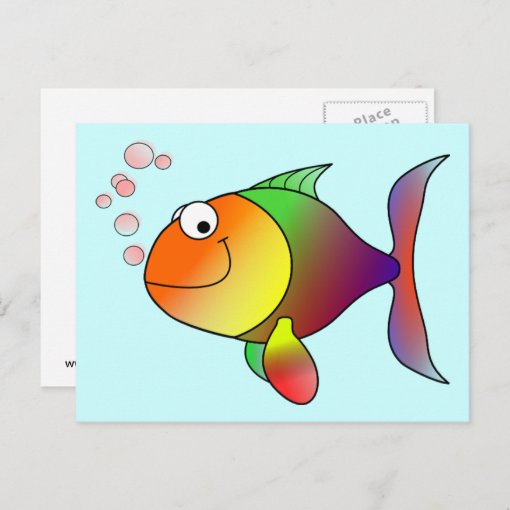 Cute Funny Fish - Colorful Postcard | Zazzle