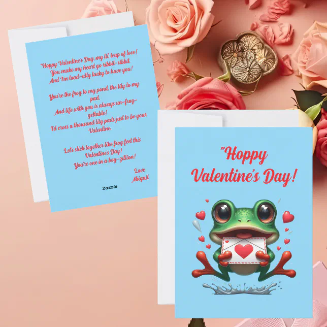 Cute Funny Frog Love Hearts Valentines Card | Zazzle