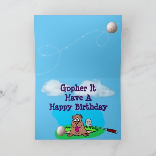 Cute, Funny Gopher & Golf Ball Birthday Card | Zazzle