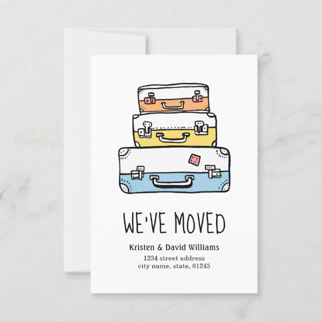 Cute Funny Hand Drawn Suitcase We've Moved Moving Announcement | Zazzle