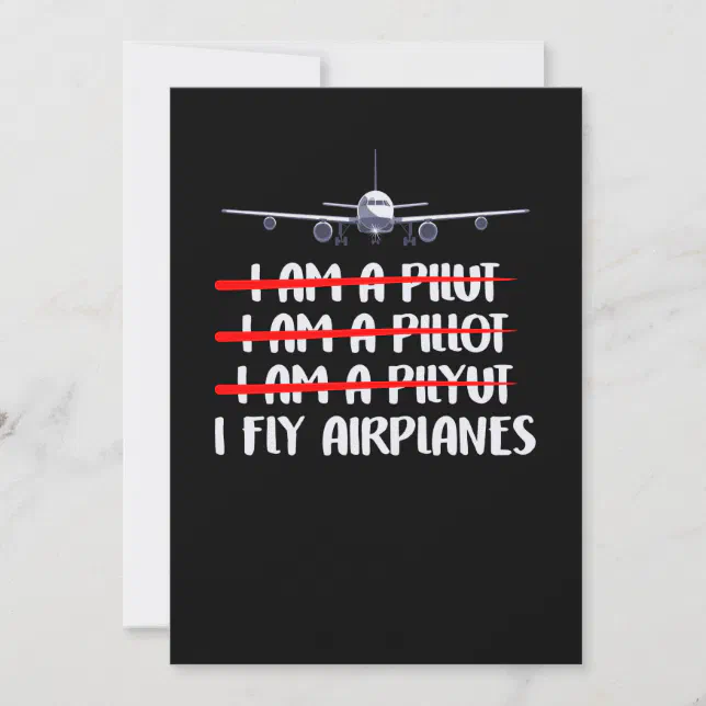 Cute & Funny I Fly Airplanes Pilot Joke Invitation | Zazzle