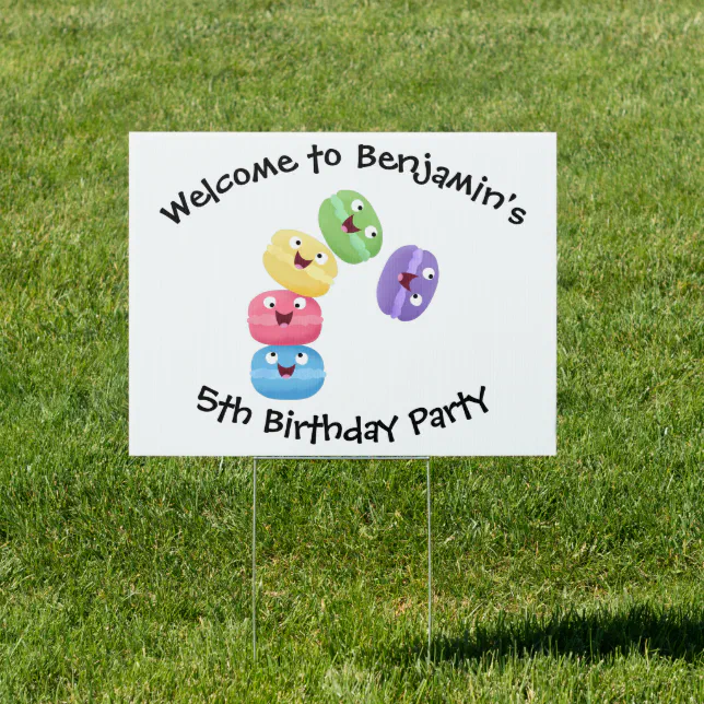 Cute funny macaroons cartoon illustration sign | Zazzle