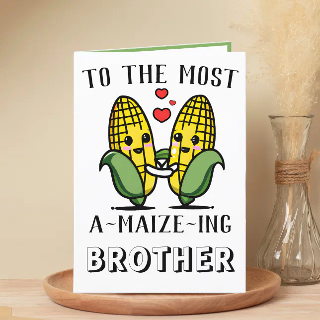 Cute Funny Maize Corn Pun Brother Happy Birthday Thank You Card | Zazzle