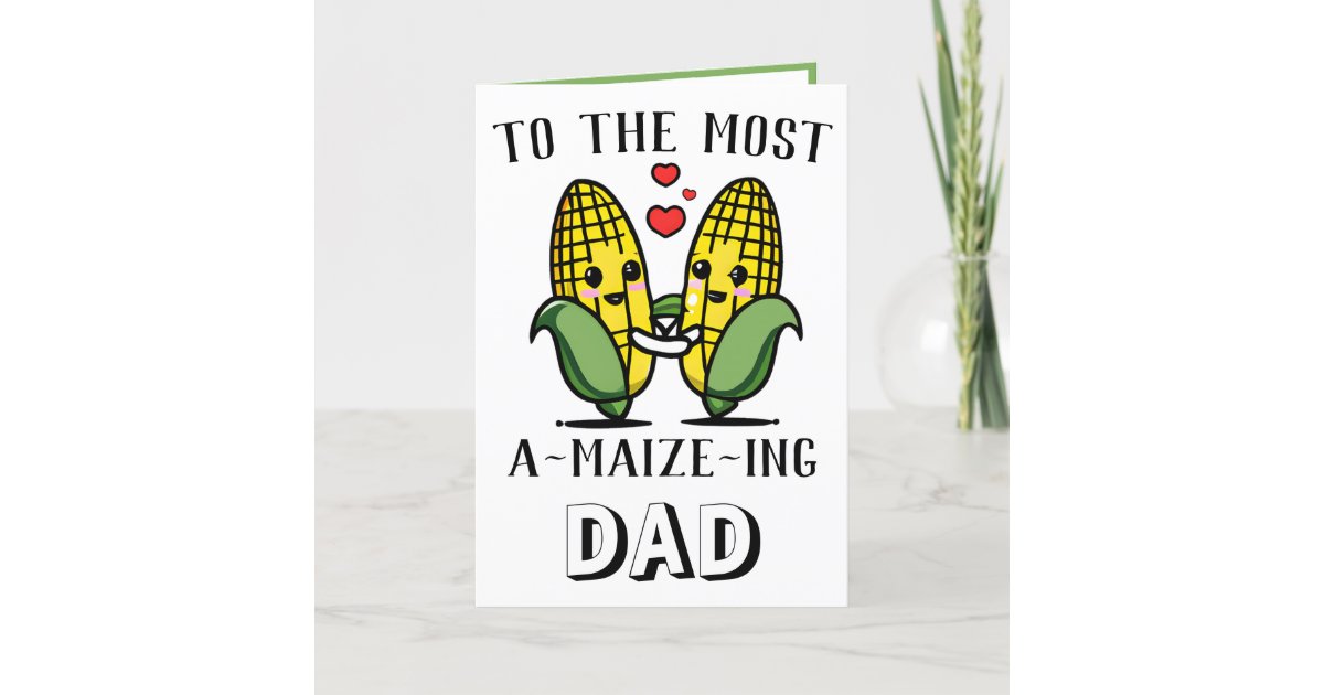 Cute Funny Maize Corn Pun Happy Father's Day Thank You Card | Zazzle