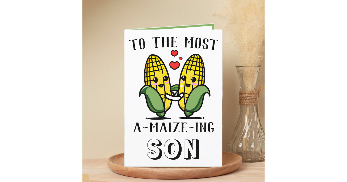 Cute Funny Maize Corn Pun Son Happy Birthday Thank You Card | Zazzle