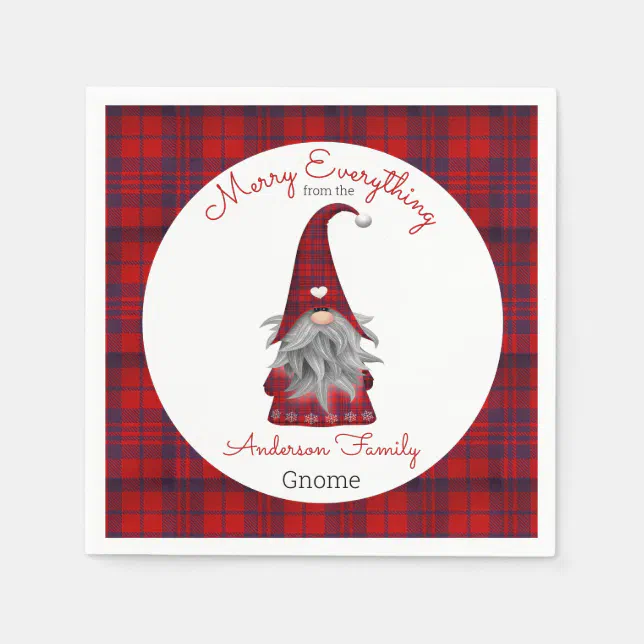 Cute Funny Merry Christmas Elf Personalized Gnome Napkins | Zazzle