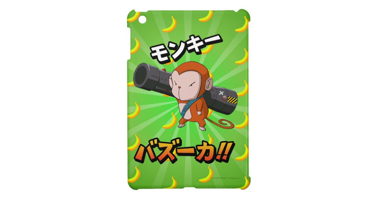 Cute Funny Monkey with Bazooka and Bananas Case For The iPad Mini | Zazzle