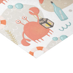 Cute funny nautical animals. Sea crab, starfish Tissue Paper | Zazzle