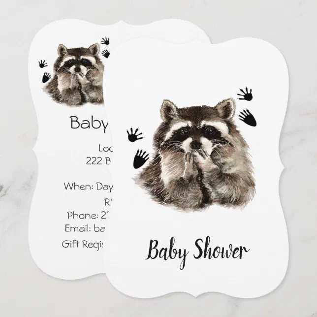 Cute Funny Raccoon Garden Animal Baby Shower Invitation | Zazzle
