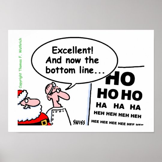 Cute Funny Santa Optometrist Eye Test Cartoon Poster | Zazzle.com
