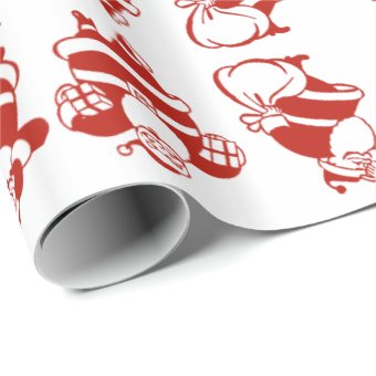 Cute Funny Santa Pattern Red and White Christmas Wrapping Paper | Zazzle
