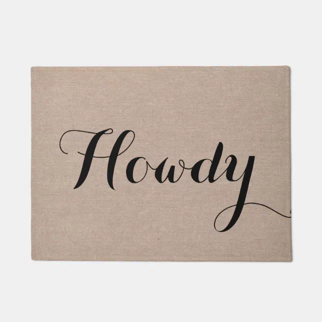 Cute funny simple modern hello howdy quote saying doormat | Zazzle