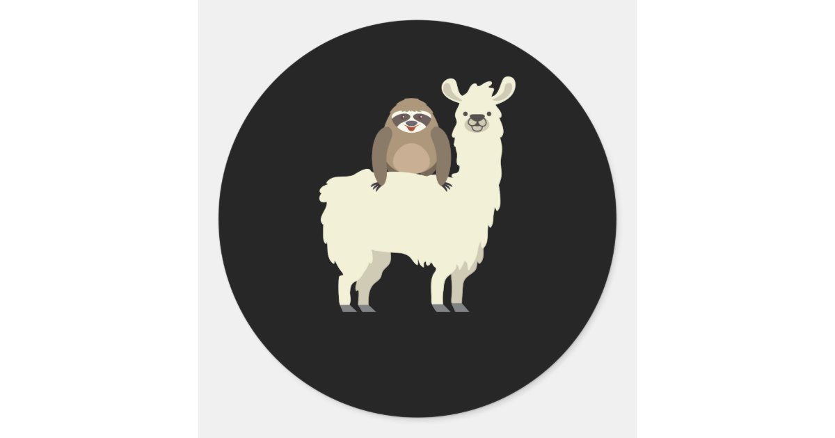 Cute & Funny Sloth Riding Llama Classic Round Sticker | Zazzle