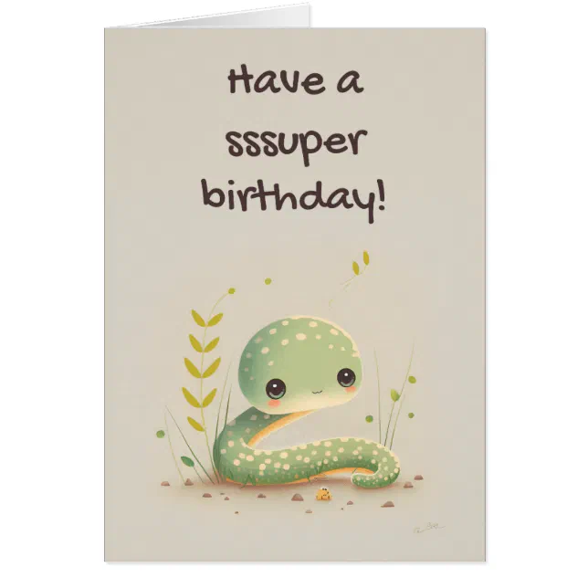 Cute Funny Snake Cartoon Birthday Card | Zazzle