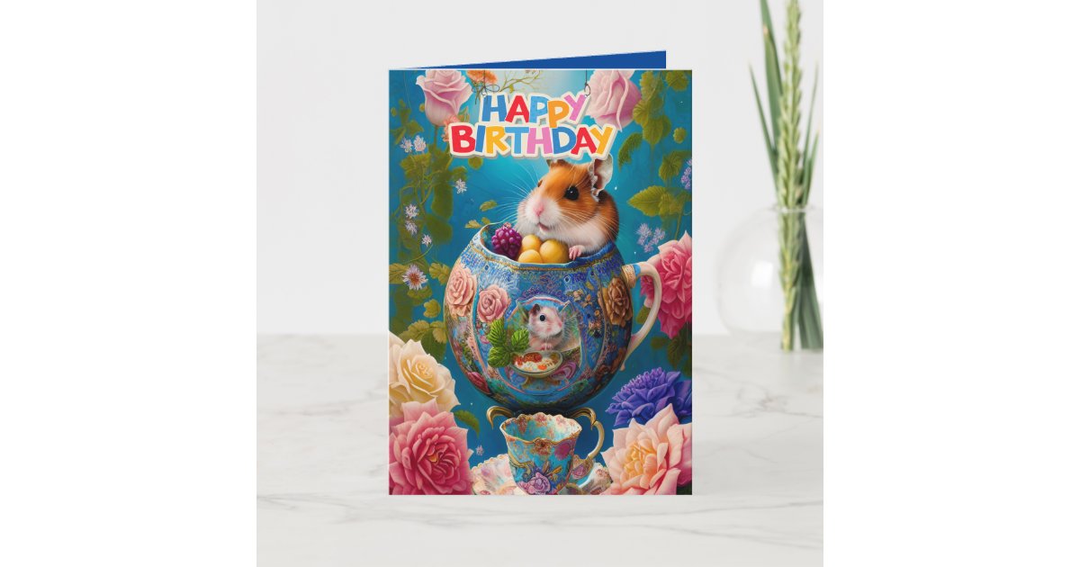 Cute Funny Syrian Hamsters Birthday Card | Zazzle