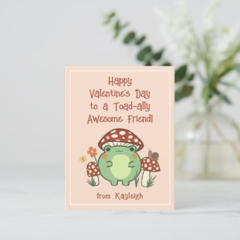 Cute Funny Toad-ally Awesome Classroom Valentine Holiday Postcard | Zazzle