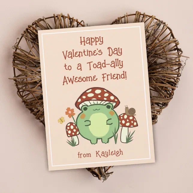 Cute Funny Toad-ally Awesome Classroom Valentine Holiday Postcard | Zazzle