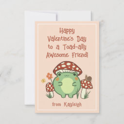 Cute Funny Toad-ally Awesome Classroom Valentine Note Card | Zazzle