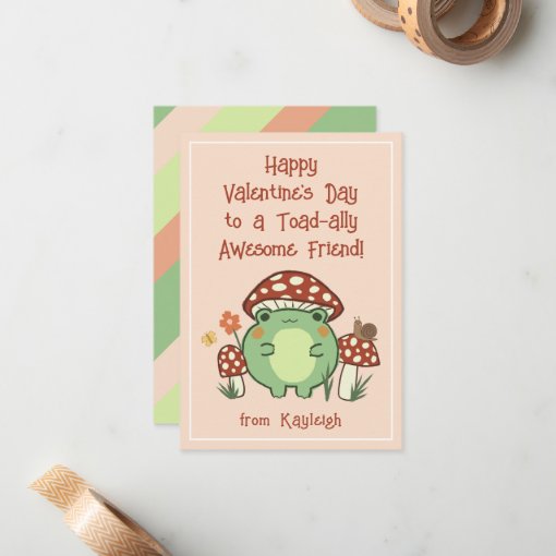 Cute Funny Toad-ally Awesome Classroom Valentine Note Card | Zazzle