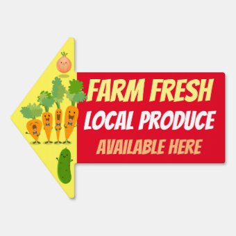 Cute funny vegetable produce for sale cartoon sign | Zazzle