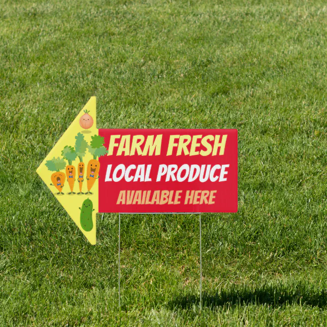 Cute funny vegetable produce for sale cartoon sign | Zazzle