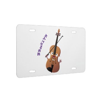 Cute funny violin musical cartoon character license plate | Zazzle