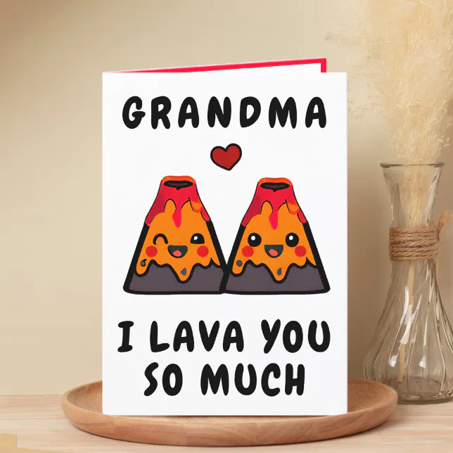 Cute Funny Volcano Lava Grandmother Happy Birthday Thank You Card | Zazzle