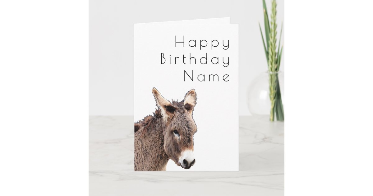 Cute Furry Donkey Deco Birthday Card | Zazzle