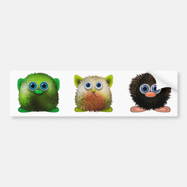 Cute Fuzzy Cartoon Character Art for All Bumper Sticker | Zazzle