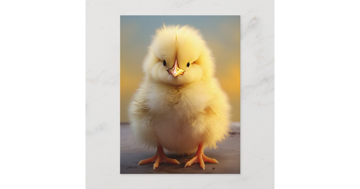 Cute Fuzzy Chick - Funny Farm Animals Postcard | Zazzle