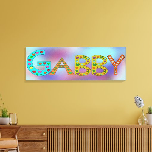 Cute GABBY Letters Girl's Name Abstract Background Canvas Print | Zazzle
