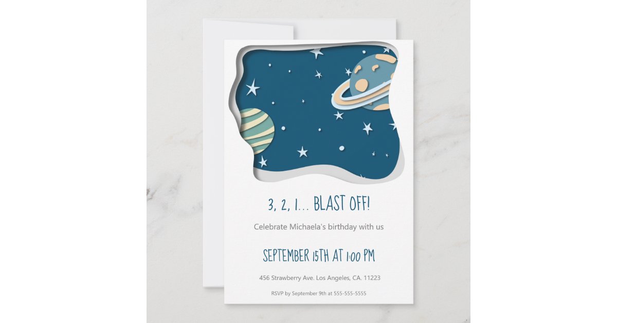 Cute Galaxy with Planets First Birthday Invitation | Zazzle