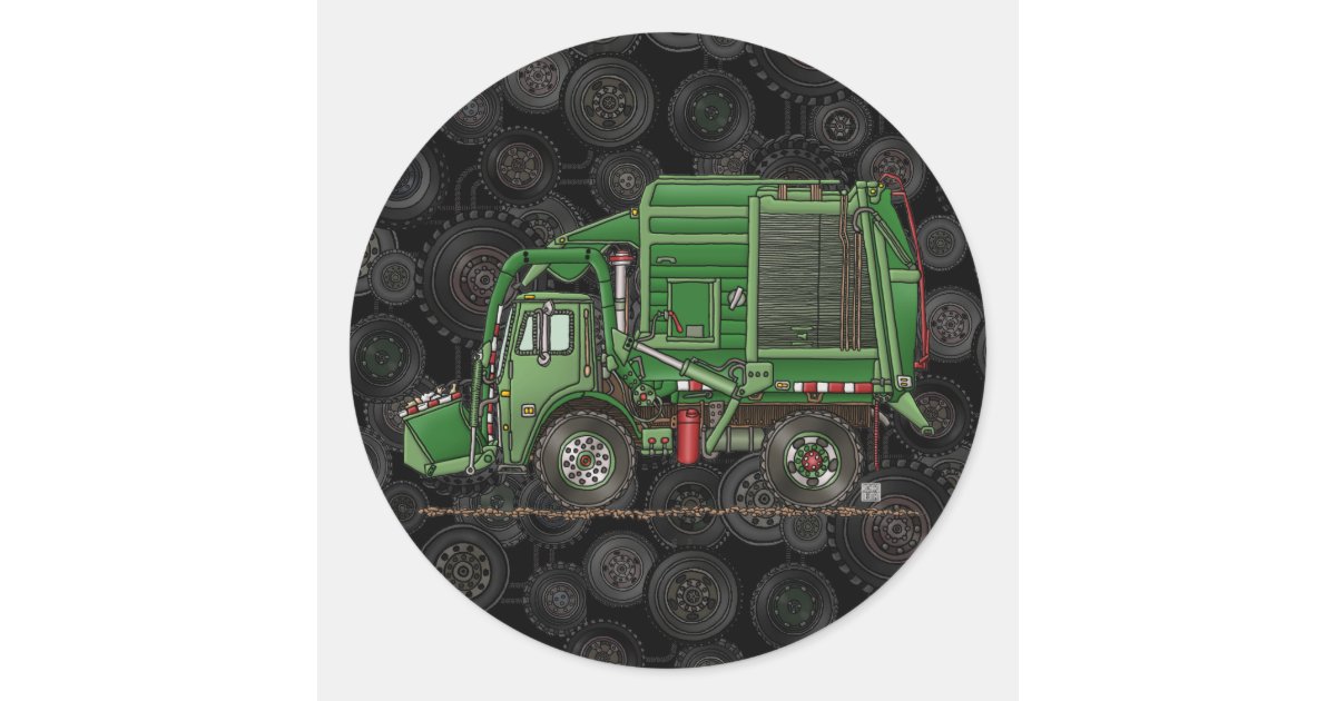 Cute Garbage Truck Trash Truck Classic Round Sticker | Zazzle