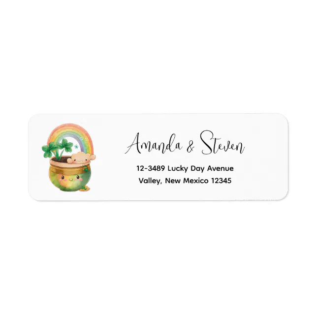 Cute Garden Planter with Rainbow & Clover Label | Zazzle