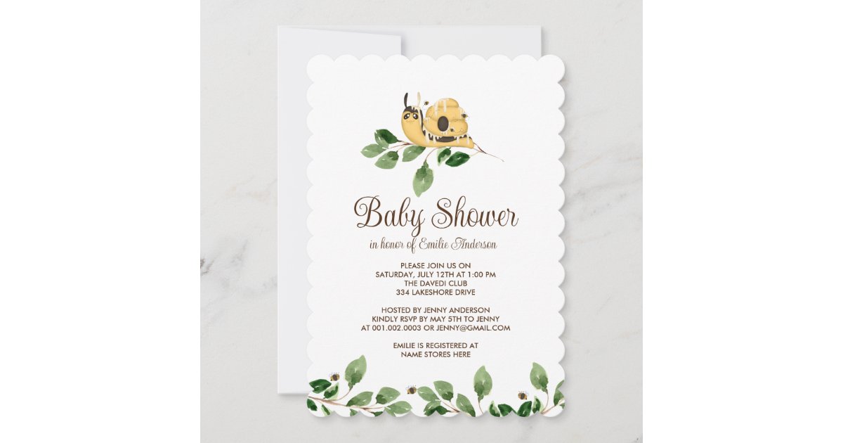 Cute Garden Snail Bee Hive Party Invitation | Zazzle
