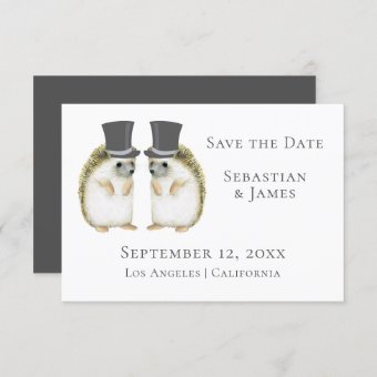 Cute Gay Wedding Hedgehog Couple Save The Date | Zazzle