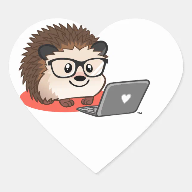 Cute Geeky Nerdy Hedgehog On A Laptop Sticker | Zazzle