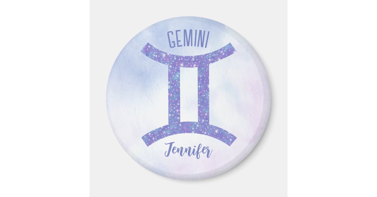 Cute Gemini Astrology Sign Personalized Purple Magnet | Zazzle