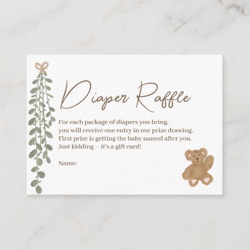 Cute gender neutral cloth line boho diaper raffle enclosure card | Zazzle
