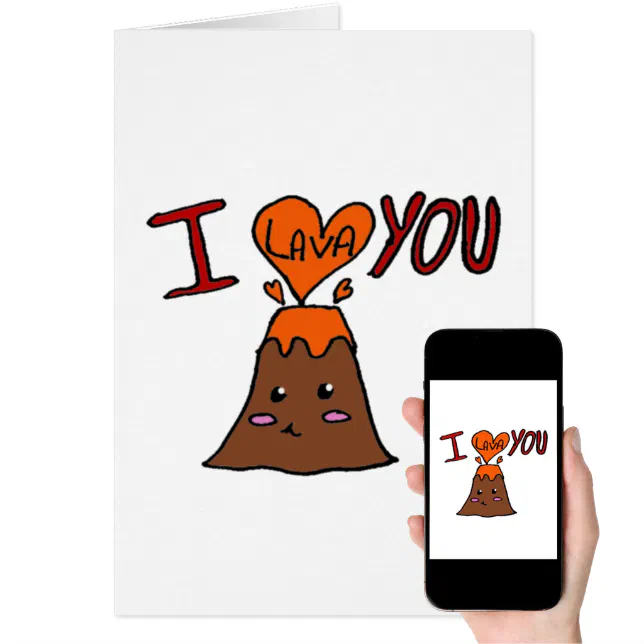 Cute geology volcano love card | Zazzle
